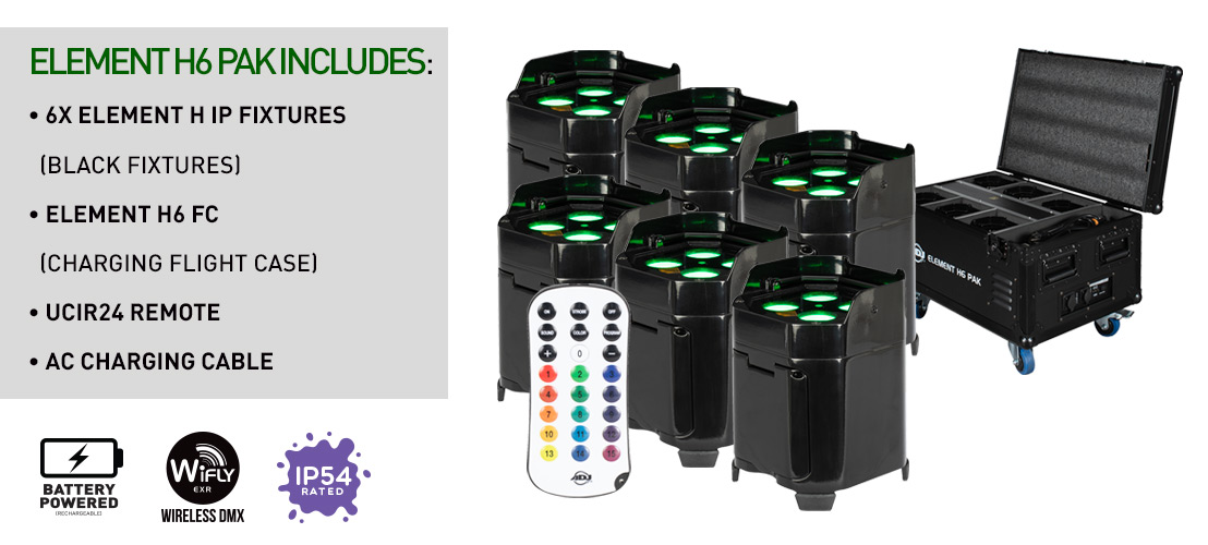 ADJ’s Versatile New Element H IP Wireless LED Uplighting Solution | PLSN