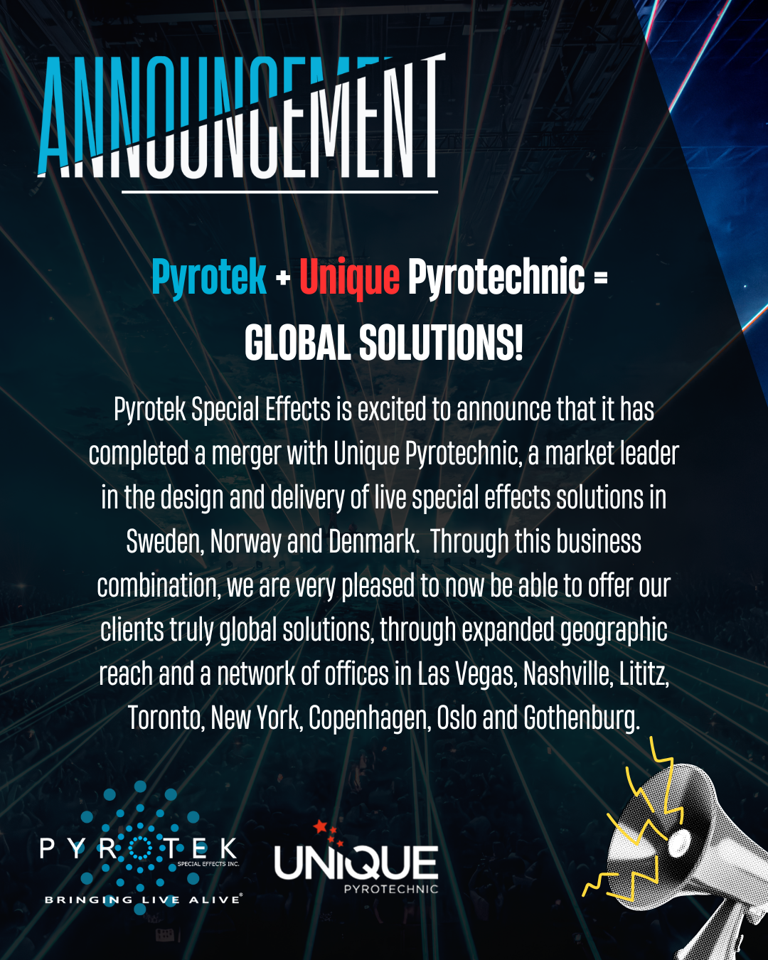 Pyrotek Special Effects and Unique Pyrotechnic Join Forces to Expand ...